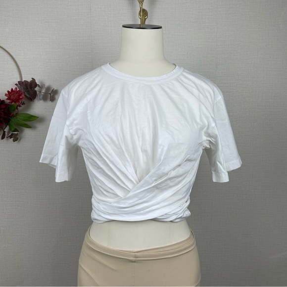A.L.C. | Tops | Alc Women White Cotton Cropped Crossover Hem Top Xsmall ...